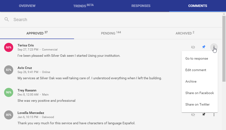 Comments - LiveSurvey Docs